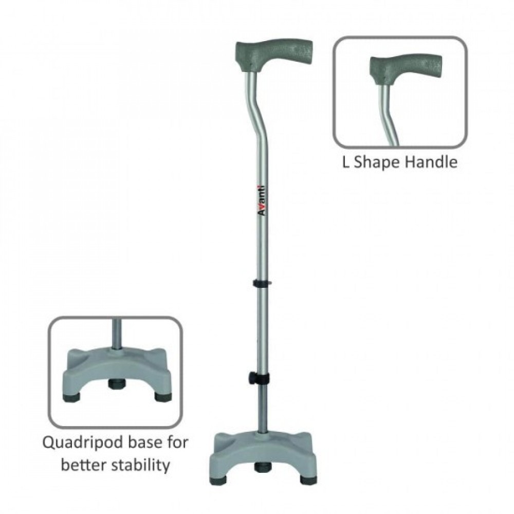 Vissco Invalid Quadripod Walking Stick L Shape : @950